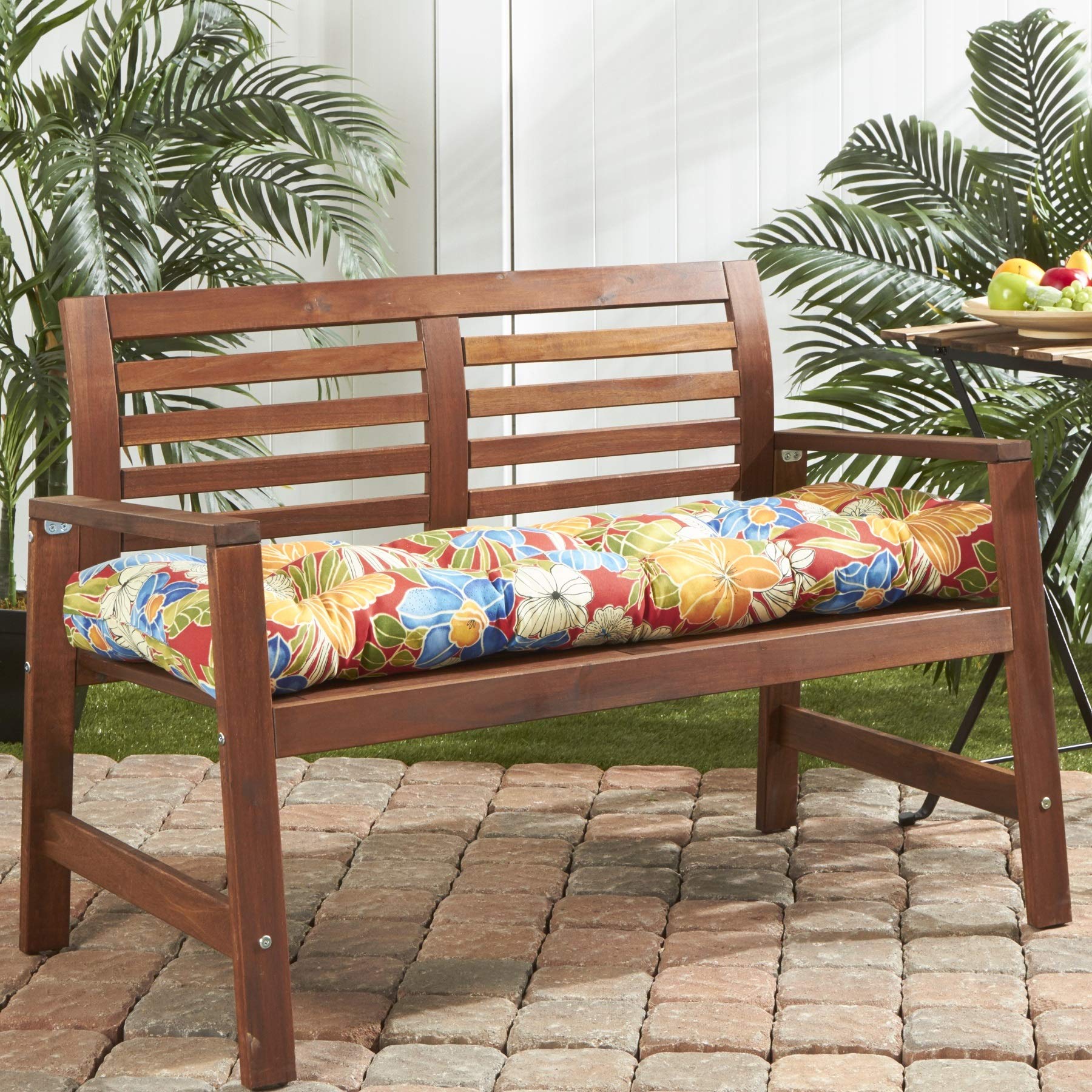 South Pine Porch Outdoor 51x18-inch Bench Cushion, 51x18, Aloha Red Floral