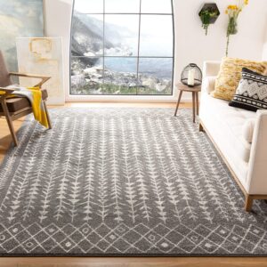 safavieh tulum collection area rug - 9' x 12', dark grey & ivory, moroccan boho distressed design, non-shedding & easy care, ideal for high traffic areas in living room, bedroom (tul262f)