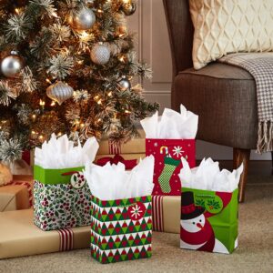 Hallmark 6" Small Christmas Gift Bag Bundle, Festive Holiday (Pack of 8, 4 Designs)