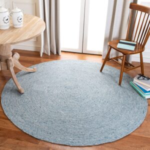 safavieh braided collection 5' round turquoise brd901k handmade country cottage reversible wool entryway foyer living room bedroom kitchen area rug