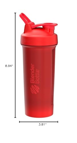 BlenderBottle Classic V2 Shaker Bottle Perfect for Protein Shakes and Pre Workout, 28-Ounce, Red