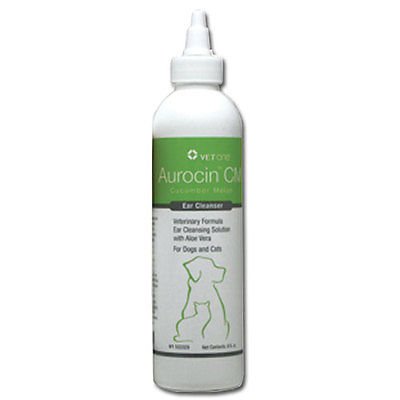 Vet One Aurocin cm Cucumber Melon Scent Ear Cleanser with Aloe 8oz