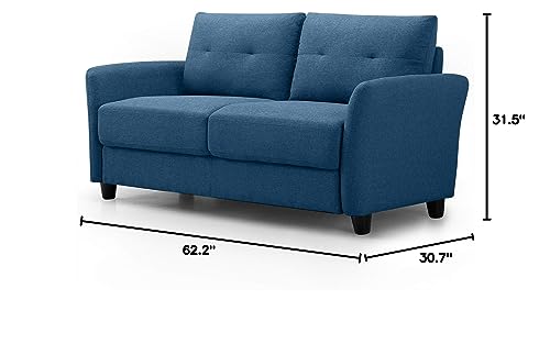 ZINUS Ricardo Loveseat Sofa Tufted Cushions, Easy, Tool-Free Assembly, Lyon Blue