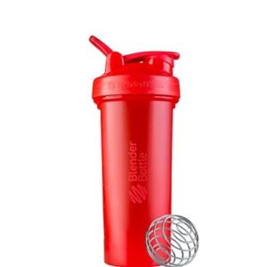 blenderbottle classic v2 shaker bottle perfect for protein shakes and pre workout, 28-ounce, red