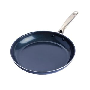 blue diamond cookware diamond infused ceramic nonstick 12" frying pan skillet, induction, pfas-free, dishwasher safe, oven safe, blue