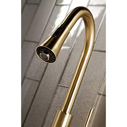 Kingston Brass Gourmetier LS8723DL Concord Single-Handle Pull-Down Kitchen Faucet, Brushed Brass