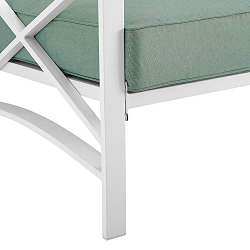 Crosley Furniture Kaplan 2-Piece Outdoor Chair Set, Patio Chairs for Conversation, Porch, Deck, Balcony, White with Mist Cushions