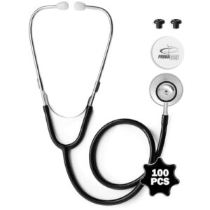 primacare csds-9290-bk classic series dual-head adult stethoscope, 22 in. pvc tubing, black (pack of 100)