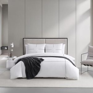 Vera Wang - King Duvet Cover Set, Luxury Cotton Sateen Bedding with Matching Shams, All Season Home Decor (Zig Zag White, King)