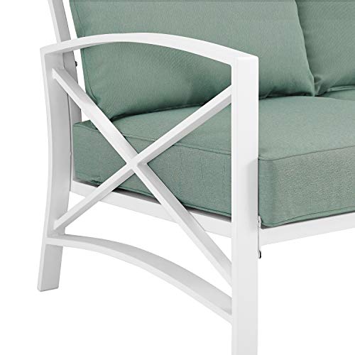 Crosley Furniture Kaplan 2-Piece Outdoor Chair Set, Patio Chairs for Conversation, Porch, Deck, Balcony, White with Mist Cushions