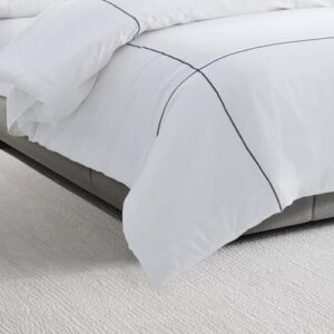 Vera Wang - King Duvet Cover Set, Luxury Cotton Sateen Bedding with Matching Shams, All Season Home Decor (Zig Zag White, King)