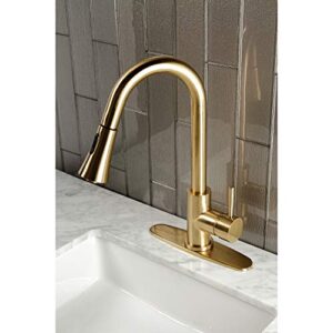 Kingston Brass Gourmetier LS8723DL Concord Single-Handle Pull-Down Kitchen Faucet, Brushed Brass