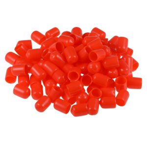 uxcell 100pcs rubber end caps 9.5mm(3/8") id vinyl round tube bolt cap cover thread protectors red