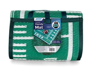 camco 5'x 6-1/2' handy mat with strap | ideal for picnics, beaches, rving and outings | weather-proof | football field print (42819)