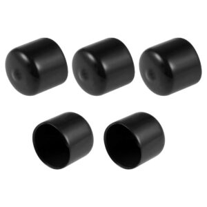 uxcell 5pcs rubber end caps 24mm id vinyl round tube bolt cap cover screw thread protectors black