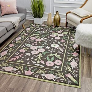 Rugs America Onyx & Pink Gardenias Transitional Rug Gardenia Pink Onyx VA30A 8'0"X10'0" Area Rug