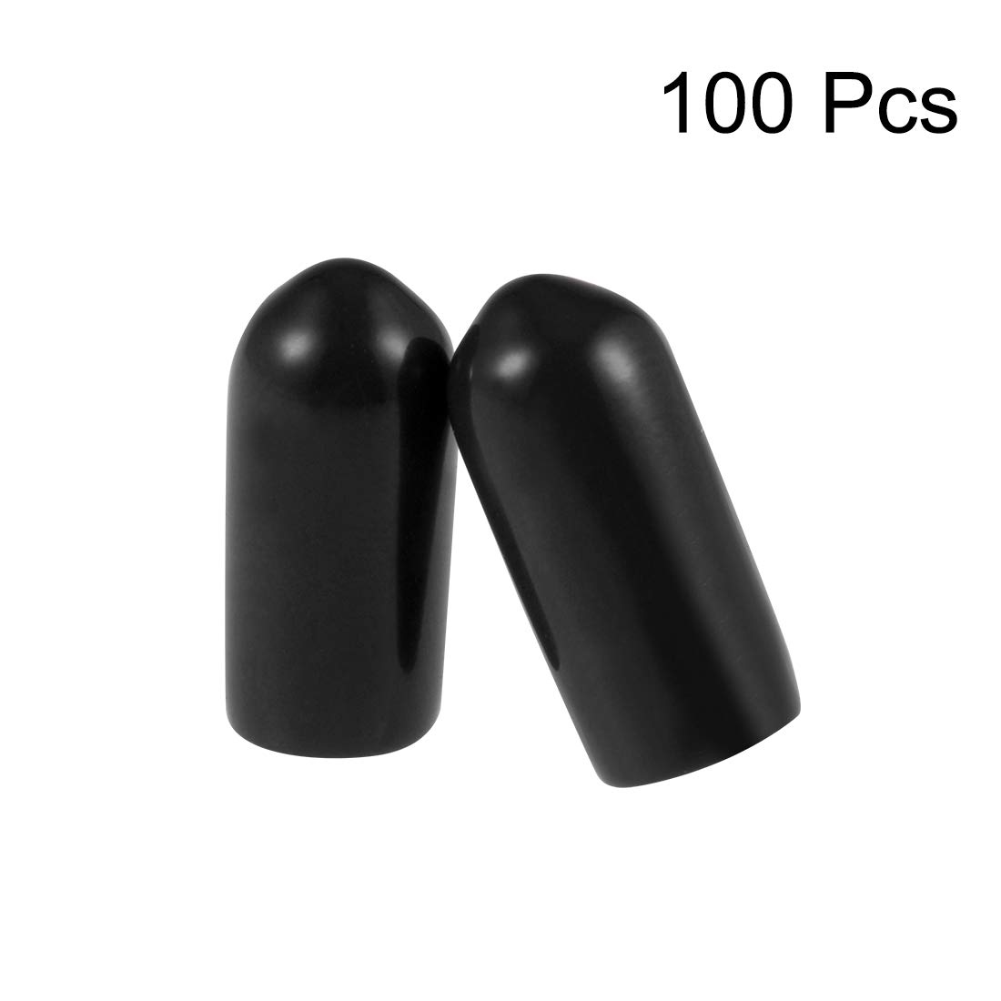 uxcell 100pcs Rubber End Caps 5mm ID Vinyl Round Tube Bolt Cap Cover Screw Thread Protectors Black