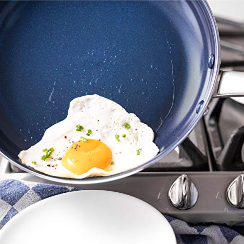 Blue Diamond Cookware Diamond Infused Ceramic Nonstick 12" Frying Pan Skillet, Induction, PFAS-Free, Dishwasher Safe, Oven Safe, Blue