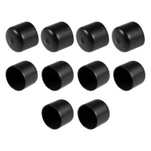 uxcell 10pcs rubber end caps 25mm(1-inch) id vinyl round end cap cover screw thread protectors black