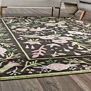 Rugs America Onyx & Pink Gardenias Transitional Rug Gardenia Pink Onyx VA30A 8'0"X10'0" Area Rug