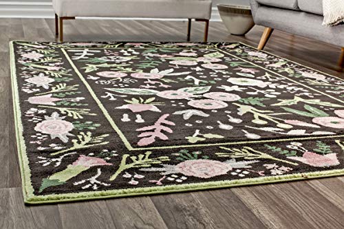 Rugs America Onyx & Pink Gardenias Transitional Rug Gardenia Pink Onyx VA30A 8'0"X10'0" Area Rug