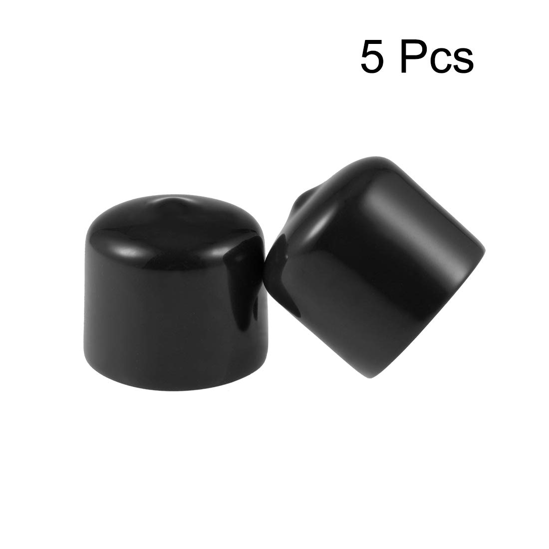 uxcell 5pcs Rubber End Caps 24mm ID Vinyl Round Tube Bolt Cap Cover Screw Thread Protectors Black