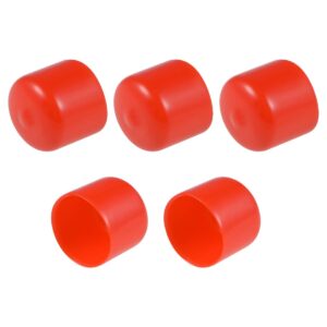 uxcell 5pcs rubber end caps 24mm id vinyl round tube bolt cap cover thread protectors red