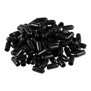 uxcell 100pcs rubber end caps 5mm id vinyl round tube bolt cap cover screw thread protectors black