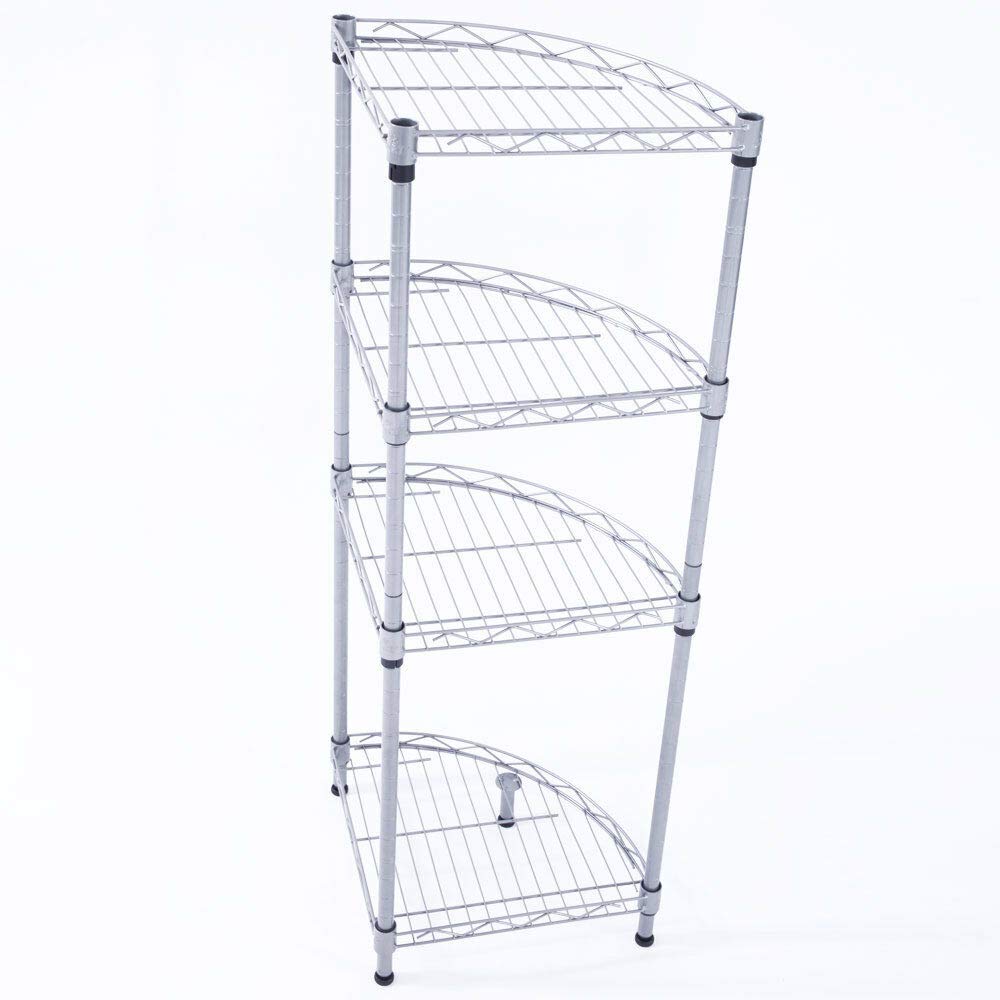 Galapagoz Corner 4 Tier Bath Rack Shelving Shelf Storage Kitchen Bathroom Organizer Bathroom Bath Kitchen Organizer Display Office Bookshelf USA