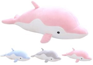 cosgoo soft dolphin plush hugging pillow cute dolphin stuffed animal plushies dolphin doll toy kids stuffy animie dolphin plush toys for birthday, valentine, christmas... (pink)…