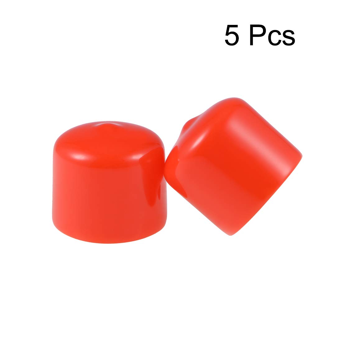 uxcell 5pcs Rubber End Caps 24mm ID Vinyl Round Tube Bolt Cap Cover Thread Protectors Red