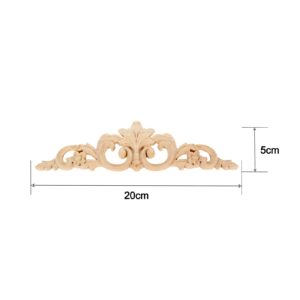 MUXSAM Carved Wood Appliques Onlays, Long Wooden Decals Trim Molding Rosette Inlays for Door Wall Mantel Cabinet Door Dresser Closet Mirror Decoration Furniture Transfer(1-Pack, 20x5cm/7.9" x2)