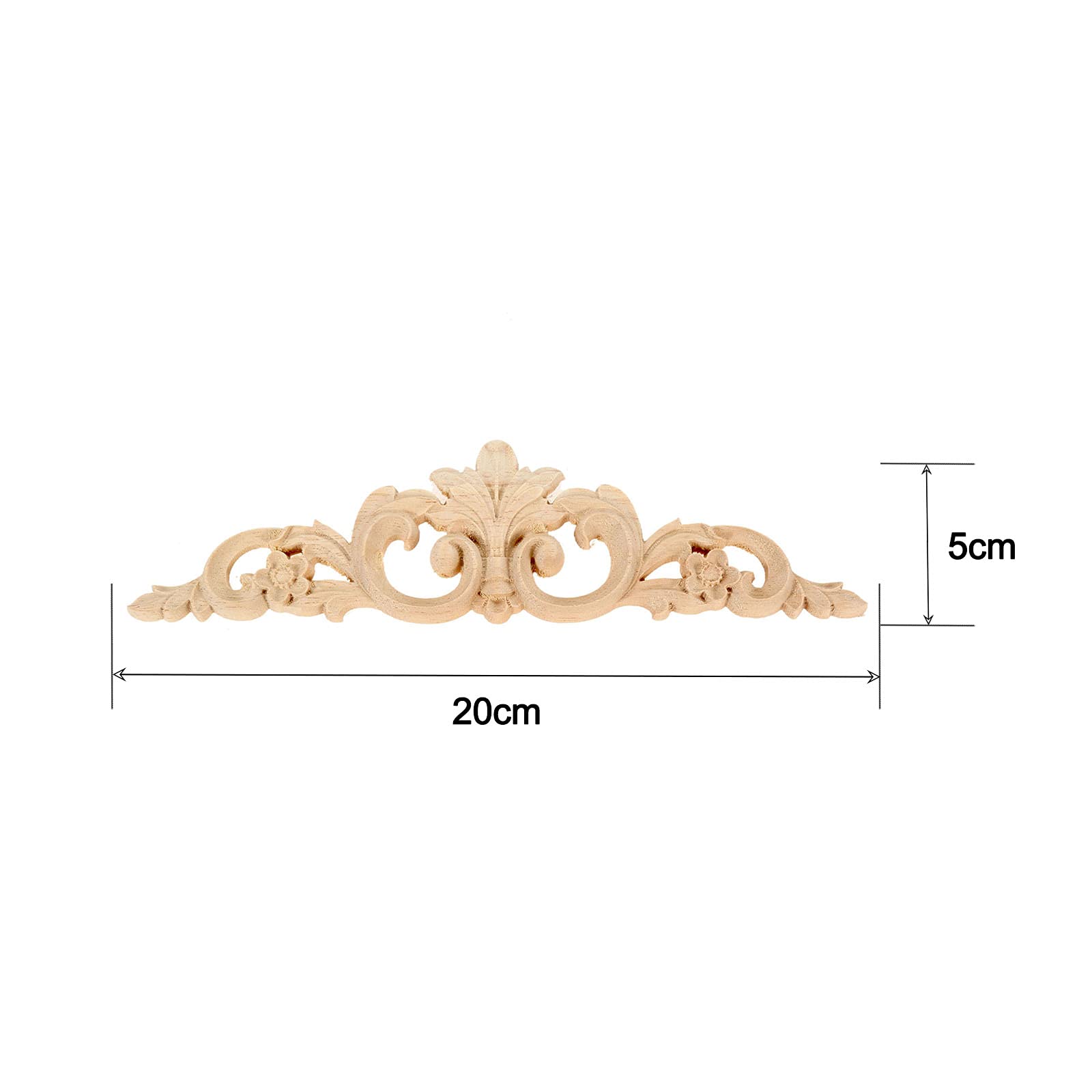 MUXSAM Carved Wood Appliques Onlays, Long Wooden Decals Trim Molding Rosette Inlays for Door Wall Mantel Cabinet Door Dresser Closet Mirror Decoration Furniture Transfer(1-Pack, 20x5cm/7.9" x2)