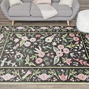 Rugs America Onyx & Pink Gardenias Transitional Rug Gardenia Pink Onyx VA30A 8'0"X10'0" Area Rug