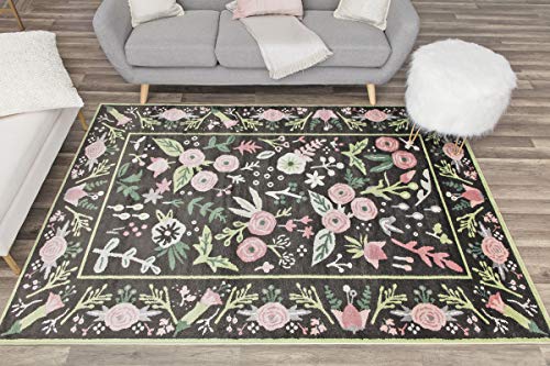 Rugs America Onyx & Pink Gardenias Transitional Rug Gardenia Pink Onyx VA30A 8'0"X10'0" Area Rug