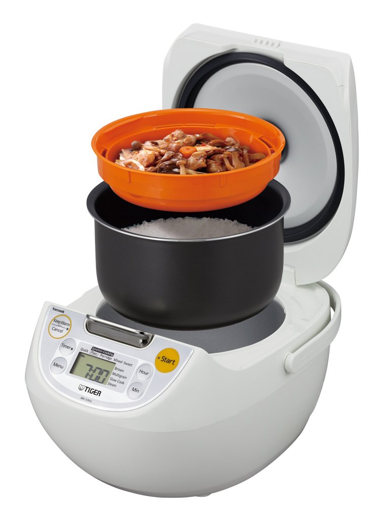 Tiger JBV-S10U Micom Rice Cooker with Tacook Cooking Plate - 5.5Cups - Made in Japan