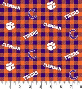 sykel enterprises clemson cotton fabric buffalo plaid design-newest pattern-sold by the yard-sykel