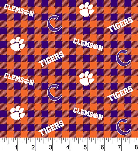 SYKEL ENTERPRISES Clemson Cotton Fabric Buffalo Plaid Design-Newest Pattern-Sold by The Yard-SYKEL