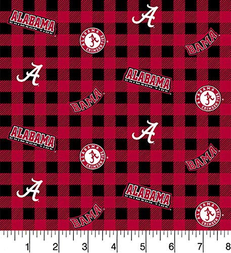 University of Alabama Cotton Fabric Buffalo Plaid Design-Newest Pattern-Sold by The Yard-SYKEL