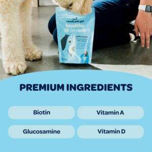 12-in-1 Complete Multivitamin for Dogs | Dog Multivitamin Chewable with Glucosamine Chondroitin & Digestive Probiotics for Dogs of All Ages and Sizes | NASC Certified & Made in The USA | 90 Chews