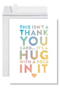 andaz press funny jumbo thank you card with envelope 8.5 x 11 inch, big greeting card, hug with a fold in it, 1-pack, huge large group greeting card, includes envelope