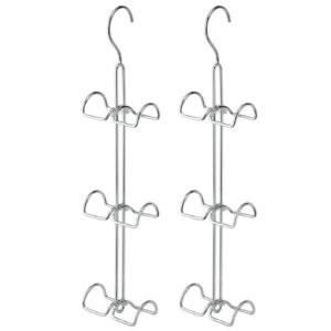 mDesign Metal Wire Over The Closet Rod Hanging Storage Organizer Hanger for Storing and Organizing Purses, Backpacks, Satchels, Crossovers, Handbags - 2 Pack - Chrome