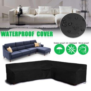 J&C Patio Sectional Covers V Shape Patio Sectional Covers Waterproof Outdoor Sofa Cover Sectional Sofa Cover Outdoor Furniture Covers for Outdoor (L-112x87in)