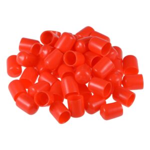 uxcell 50pcs rubber end caps 1/2-inch(13mm) id vinyl round tube bolt cap cover screw thread protectors red