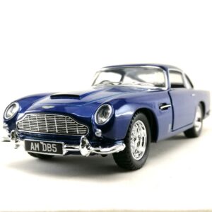 Sport Racing Classic Model Car Die-Cast 1:38 1963 Aston Martin DB5 Blue Color Toy Collection Pull Back Open Door Hobby Collectible