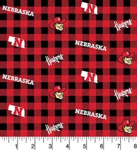 sykel entrprises university of nebraska cotton fabric buffalo plaid design-newest pattern-sold by the yard-sykel