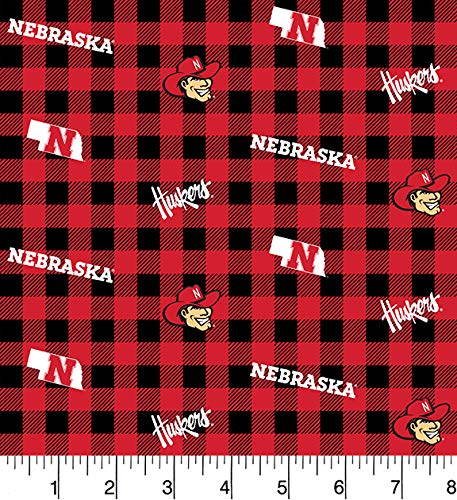 SYKEL ENTRPRISES University of Nebraska Cotton Fabric Buffalo Plaid Design-Newest Pattern-Sold by The Yard-Sykel