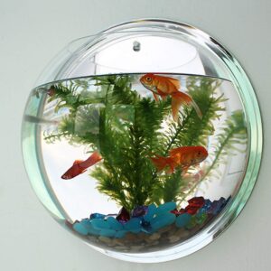 Fish Tank Wall Hanging Aquarium Round Acrylic Pot Plant Wall Mounted Bowl Aquarium Home Decoration Aquatic Pet Supplies Fish Tank 23cm