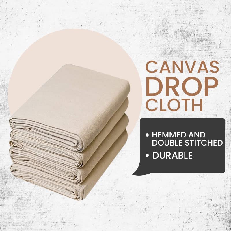 Canvas Painters Drop Cloth (Size 6 x 9 Feet - Pack of 2) - Pure Cotton Paint Drop Cloth for Painting, Curtains, Furniture & Floor Protection - All Purpose Thick Canvas tarp with Double Stitched Edges