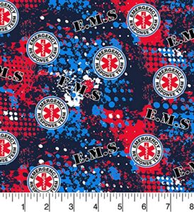 sykel enterprises ambulance cotton fabric-911 emergency cotton fabric with abstract geometric design-sold by the yard